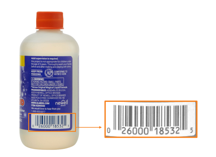 Where to find the Elmer's EAN / UPC number and date code?